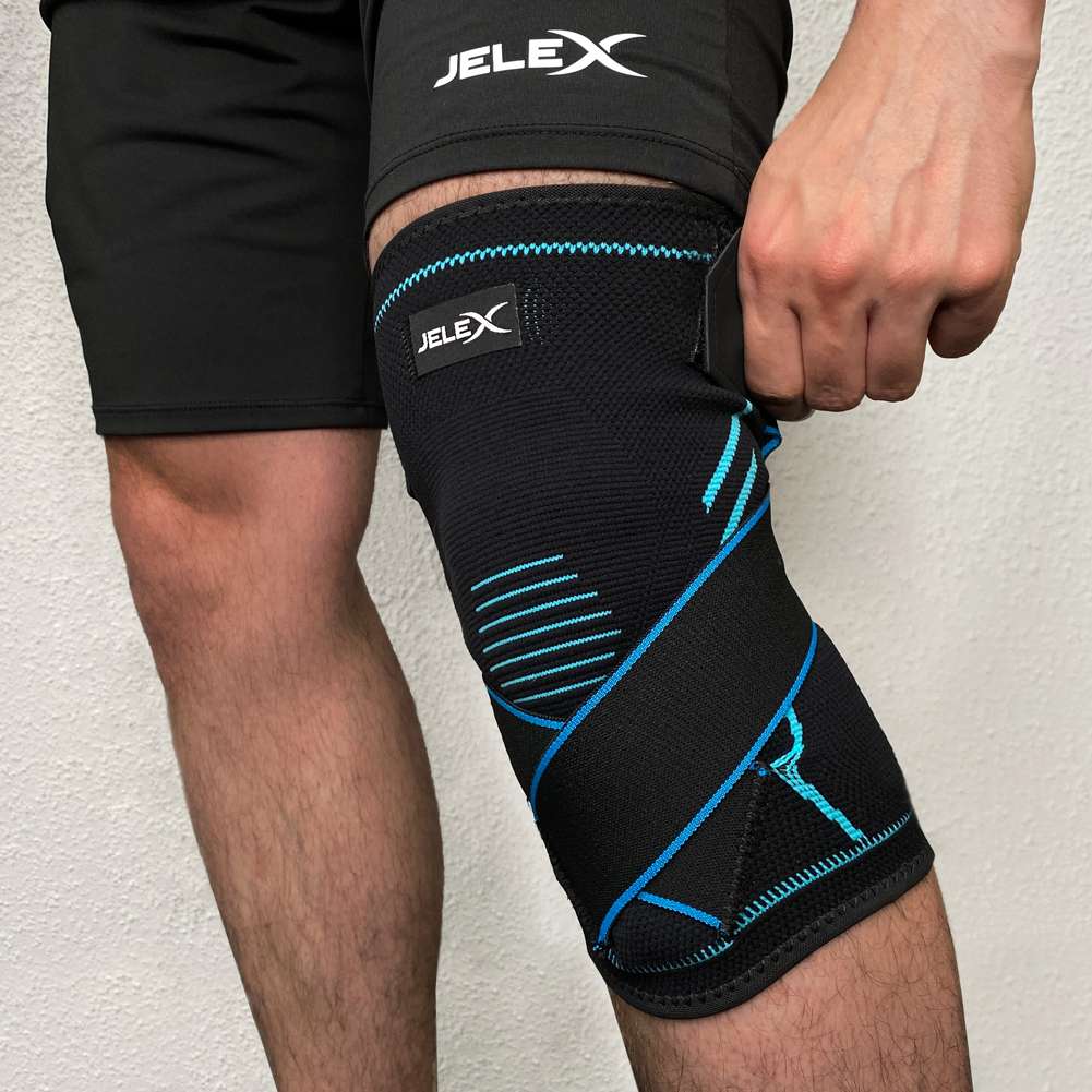 JELEX Knee Rodillera de compresión negro azul | deporte-outlet.es