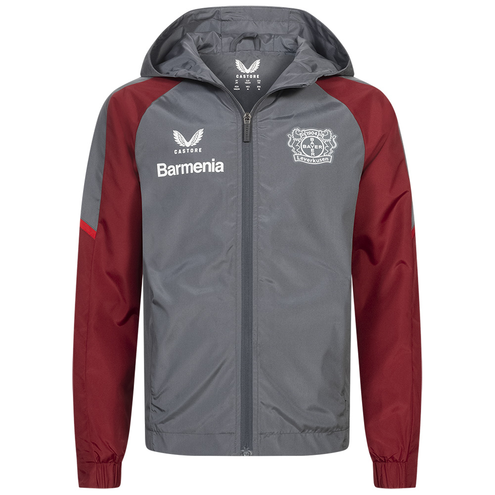 Bayer 04 Leverkusen CASTORE Kids Hooded Jacket TJ1493-GREYRED ...